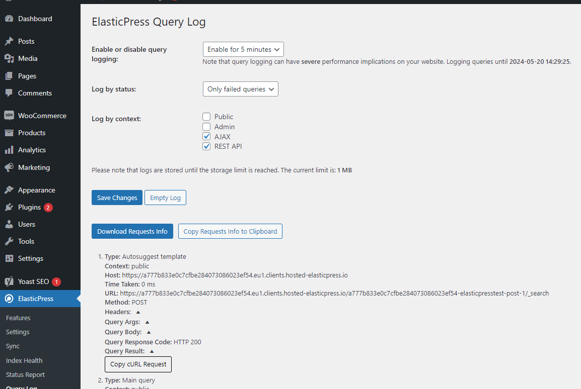 Using the ElasticPress Debugging Add-On Plugin – ElasticPress.io